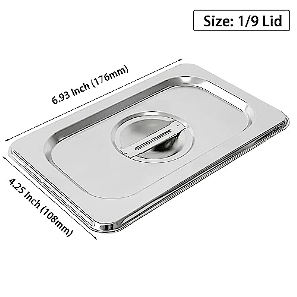 UEJYWUY 8 Pack 1/9 Size Stainless Steel Steam Table Pan Cover, Stackable Steam Table Lids with Handle, Hotel Pan Cover for Steam Table Pan, Buffet Pan, Roasting Pan