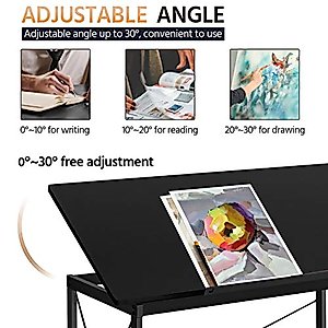 Yaheetech 47"x 24" Drafting Table Drawing/Crafting Table/Desk Art Desk for Artists Tilting Tabletop Basic Drawing Painting Writing Station Studying Desk with Adjustable Tabletop & Pencil Ledge Black