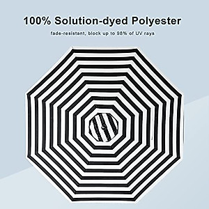 Tempera 9ft Auto Tilt Scalloped Patio Umbrellas Outdoor Table Umbrellas with Fade Resistant Canopy, 8 Sturdy Rids, Elegant Vintage Umbrellas for Lawn, Pool, Deck, Balcony