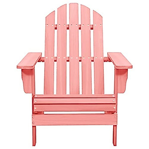 Tidyard Patio Adirondack Chair Solid Fir Wood Pink Outdoor Fire Pit Chair Wooden Garden Armchair for Porch Pool Lawn Deck Backyard Balcony Outdoor