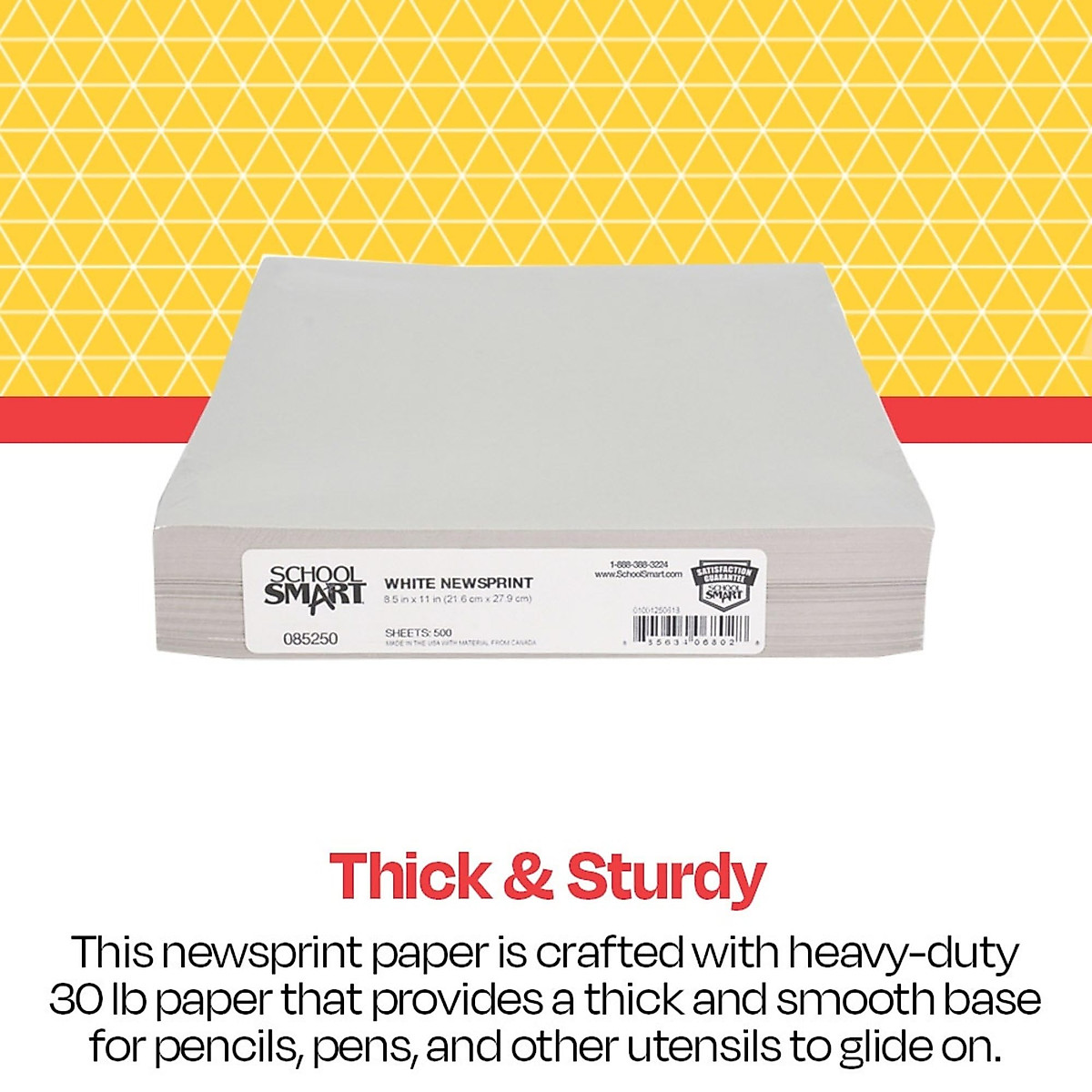 School Smart - 85250 Newsprint Drawing Paper, 30 lb, 8-1/2 x 11 Inches, 500 Sheets
