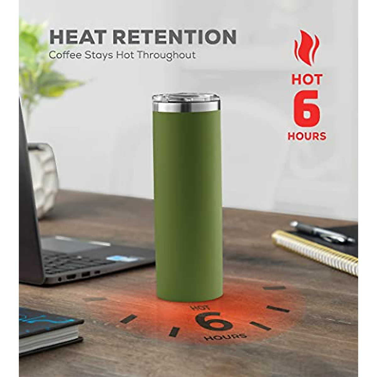 Insulated Skinny Stainless Steel Tumbler Set - 4-Pack 20oz Tumbler with Straw - Travel Coffee Mug With PBA Free Lids - Slim Vacuum Insulated Keep Hot and Cold - Great for Home, Office.