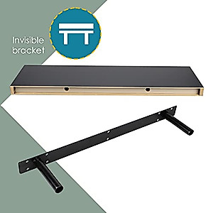 Home Basics MDF 30" Floating Wall Shelf (Black) Contemporary and Modern Shelf for Picture Frames, Sculptures, Plants, and Essentials | No Hardware Showing