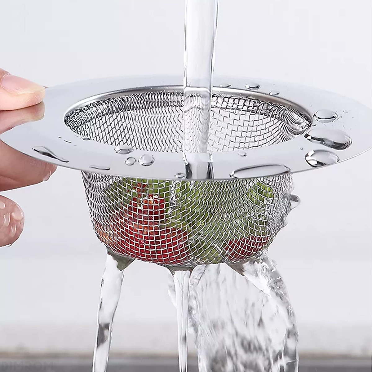 2Pcs Kitchen Sink Strainers with Lids - Stainless Steel Sink Strainer for Kitchen Sink - Hair Catcher Bathroom Sink Strainer - Anti Clogging Drain Strainer Set 4.5'' Kitchen Sink Drain Stopper Wide