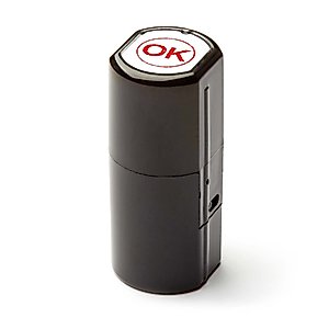 Round Self Inking Rubber Stamps, Copy, Entered, Late, Posted, OK Phrase in Circle Stamper with Vibrant Red Ink (OK)