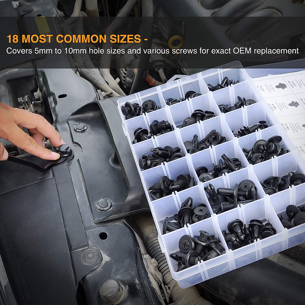 GOOACC 190 Pcs Car Retainer Clips & Fastener Remover - 18 Most Popular Sizes & Applications Auto Push Pin Rivets Set -Door Trim Panel Clips for Toyota, Honda, Nissan, Mazda - Bonus Fastener Remover