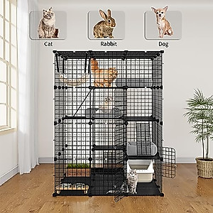 YITAHOME 4 Tier 55" Cat Cage Large Enclosures with Hammock Detachable Metal Wire Crate Kennels Indoor/Outdoor Small Animal House Fence for 1-4 Cats,DIY Pet Crate Playpen