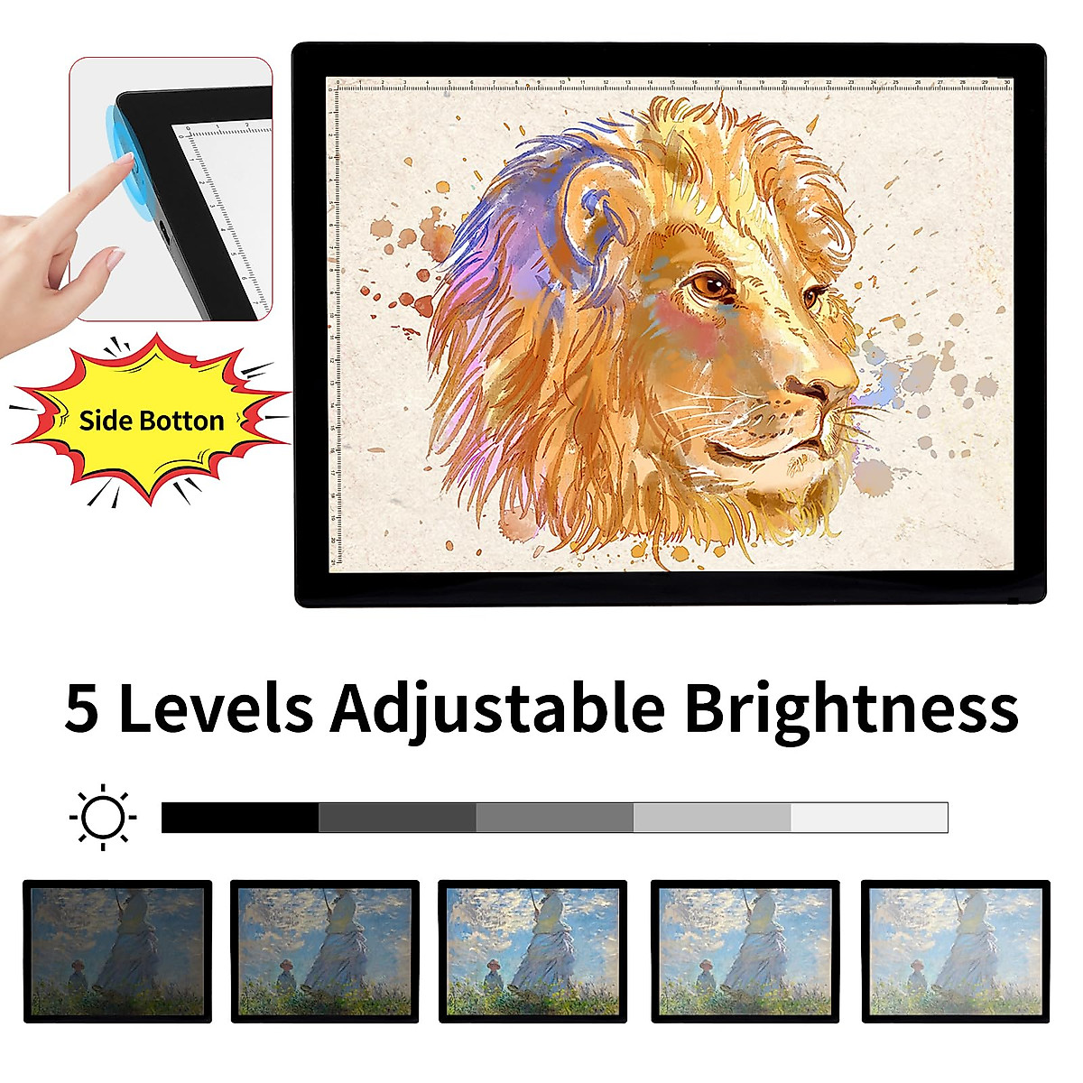 A4 Rechargeable Light Box with Bag, iVAOOZE Wireless Magnetic Tracing Light Pad, 5 Levels Brightness Light Table, Cordless Battery Powered Light Drawing Board for Diamond Painting Cricut Weeding Vinyl