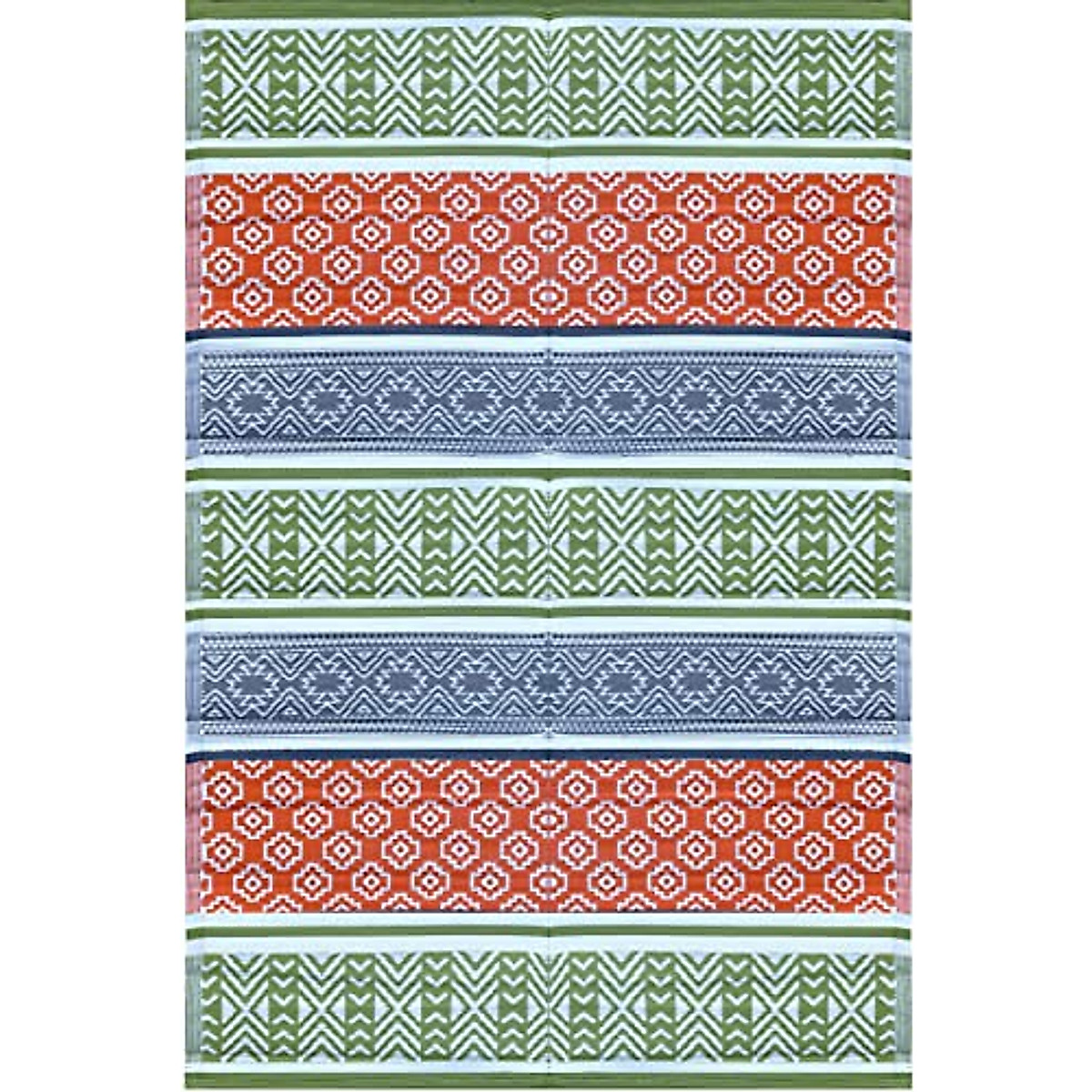 BalajeesUSA Outdoor Plastic Patio Rugs – 5x7 ft Green,Orange,Multipurpose,Woven Plastic Straw, All-Weather and Waterproof, Reversible Camper mat sports camp backyard picnic 711