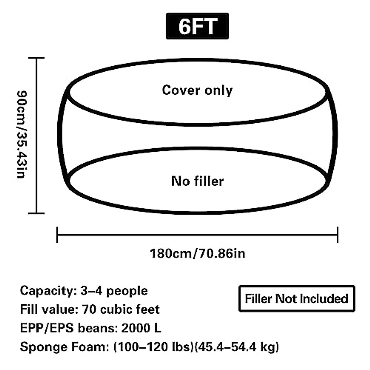 Giant 6 ft Bean Bag Chair Cover (No Filler, Cover only) Big Soft Washable Dutch Velvet Adult Beanbag Chair Outside Cover (Geometric)