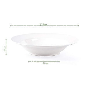 HomeVss, Bone China Rim Shape, Elegance White Pasta/Soup Plate/Bowl 12oz, Case of 6
