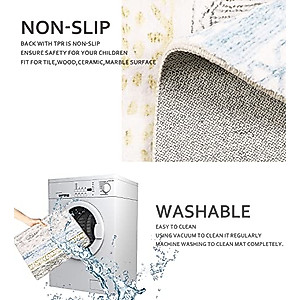 Yincimar Boho Geometric Round Area Rug 4.6ft Non-Slip Washable Circle Rug Accent Rug Soft Floor Area Mat Carpet for Living Room Sofa Bedroom Kids Room Nursery Decor,White