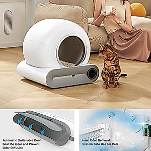 Self-Cleaning Cat Litter Box, Automatic Smart 65L+9L Large Cleaning Litter Box, APP Control Odor Removal Litter Box for Multiple Cats