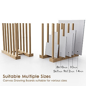 UNZERO Art Storage Rack, Art Drying Rack, Wood Storage Stand for Canvas Boards, Panel, Frame, Drawing Board, Printed Matter, Paper Pad, Backing Plate (8.3" D x 15" W x 13.7" H)