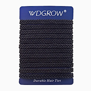 WDGROW Large Braided Mens Hair Ties, for Longhairs Men Bun,Thick Black Pony Tails Ties for Women,Guys, Bracelet Hair Tie,For Thick and Thin Hair,12 Packs,Durable (Black)