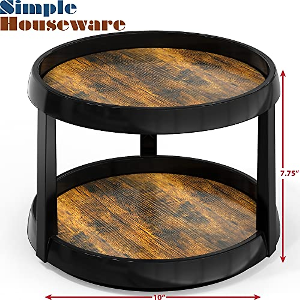 Simple Houseware 2 Tier Turntable Lazy Susan Multifunctional Organizer, Rustic Brown