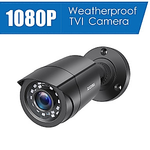 ZOSI 4 Pack 2MP 1080p HD-TVI Home Security Camera Outdoor Indoor 1920TVL,24PCS LEDs,80ft Night Vision, 90°View Angle, Weatherproof Outside Surveillance CCTV Bullet Camera(Black)