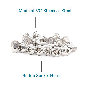 M6 x 1/2"(12mm) Button Head Socket Cap Bolts Screws 100pcs, 18-8 Stainless Steel 304 Allen Hex Drive Fully Thread Machine Screw ISO7380 | by IMSCREWS