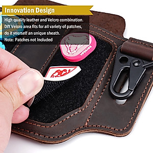 VIPERADE PL3 Multitool Sheath, Leather Sheath with DIY Patch Area, EDC Pocket Organizer for Men, Leatherman Sheath Flashlight Holder with Pen Holder, EDC Belt Organizer with Key Holder (A-Dark Brown)