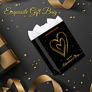 FLYAB Happy Valentines Day Gift Bag with Tissue Paper 13" Large Valentine Gift Bags with Handle for Her Him Valentines Anniversary Wedding Gift Bags for Girlfriend Boyfriend Wife Husband Women