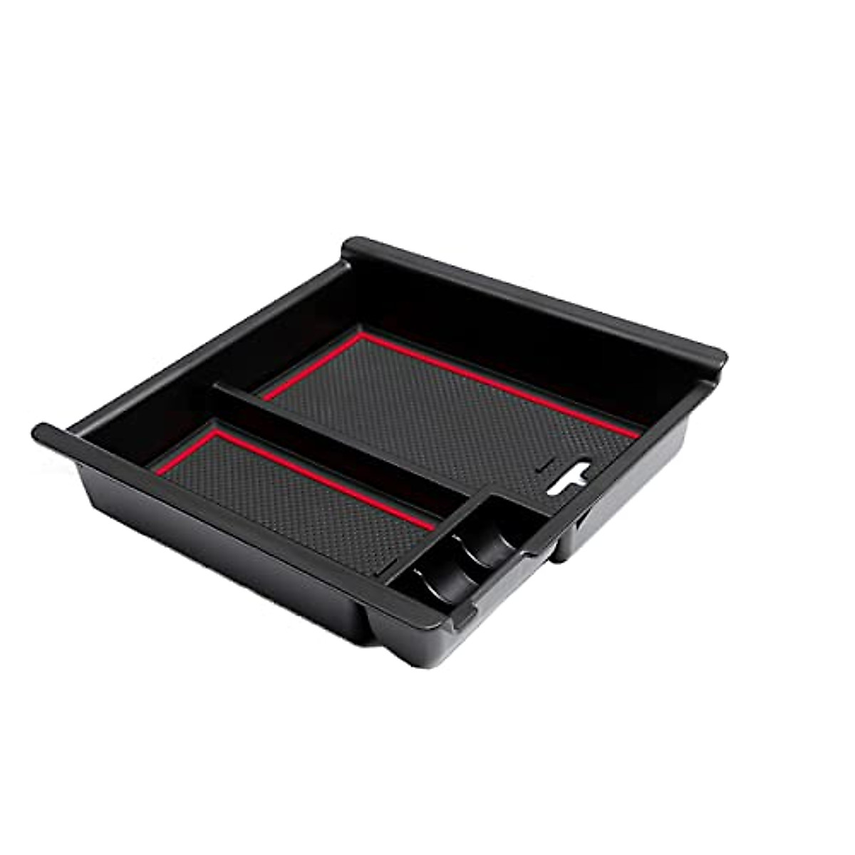 JDMCAR Compatible with Center Console Organizer 2023 Toyota Tacoma Accessories 2022 2021 2020 2019 2018 2017 2016,Tacoma Insert ABS Black Materials Tray - (Red Trim)