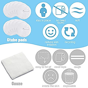 20 Pack Feeding Tube Pads G Tube Button Pad with Cover Reusable Feeding Tube Supplies Cotton Gtube Button Covers Peritoneal Abdominal Dialysis Peg Tube Supplies for Nursing Care, White