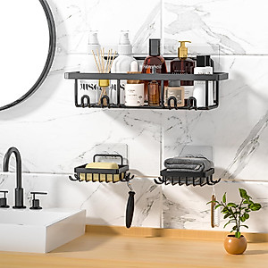 oyenbboi 5 Pack Shower Caddy Adhesive Replacement, Adhesive Shower Hooks, Strong Adhesive Wall Hooks, Waterproof Adhesive Hooks for Shower Rack, No Drilling