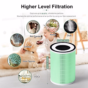 Luripid Kilo Air Purifier Filter Replacement, Compatible with Afloia KILO, KILOPLUS, KILOPRO, MIRO,MIRO PRO and MORENTO MR-Kilo, Kalo Air Purifier, 2 Pack (Green-pet Care Filter)