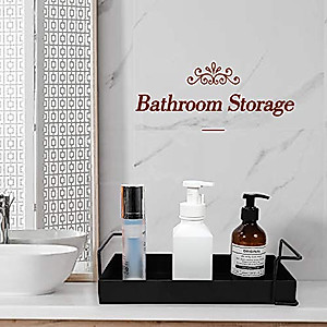 GDGDTOO Bathroom Tray for Counter,Metal Countertop Organizer Decorative Tray,Toilet Tank Storage Tray,Black Vanity Organizer for Tissues,Candles,Soap,Towel,Plant