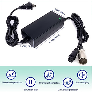 24V29.4V1.5A2A 3 Prong 3-pin XLR Connector Battery Power Charger for Razor Go-Go Elite Traveller Plus HD US, Ezip Mountain Trailz, Jazzy Power Chair Charger, Pride Mobility