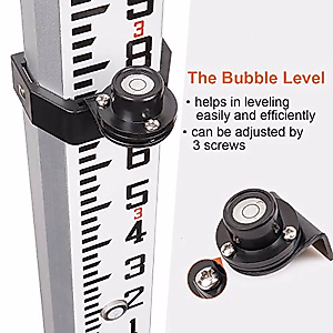 Huepar 16 - Foot Aluminium Grade Rod -8ths 5 Sections Telescopic with Bubble Level - Waterproof Soft Carrying Bag Included GR5