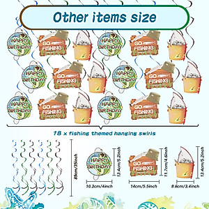 Outus 77 Pcs Gone Fishing Party Decorations Adult Fishing Birthday Party Decoration Include Banner Gone Fishing String Hanging Banner Pom Pom Flowers Hanging Swirls Latex Balloons Cupcake Topper
