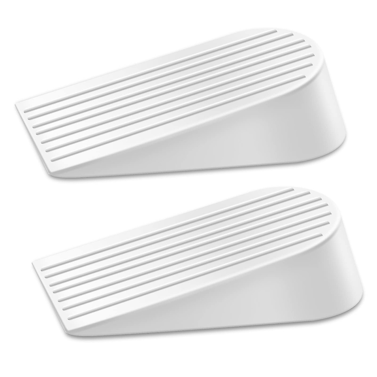 KOLAKO Door Stops, Rubber Door Stopper Wedge, Heavy Duty Extra Large Floor Doorstops for Bottom of Door, Security Big Door Stoppers Wall Protector, 2 Pack (White)