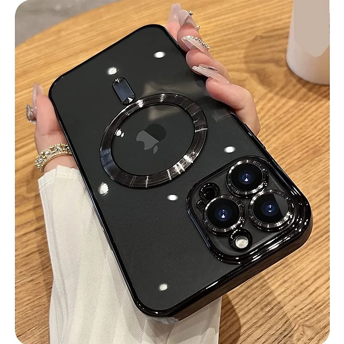 ZIYE Magnetic Case for iPhone 14 Pro Max Case [Compatible with MagSafe] Camera Lens Protector Plating Luxury Cover for Women Men Clear Soft TPU Shockproof Protective Phone Case - Black