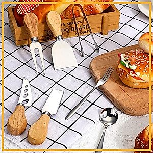 60 Pieces Cheese Knife Set Butter Spreader Knife Stainless Steel Spatula Charcuterie Board Accessories Utensils with Wooden Handles Mini Serving Tongs Spoons Forks for Birthday Wedding Christmas
