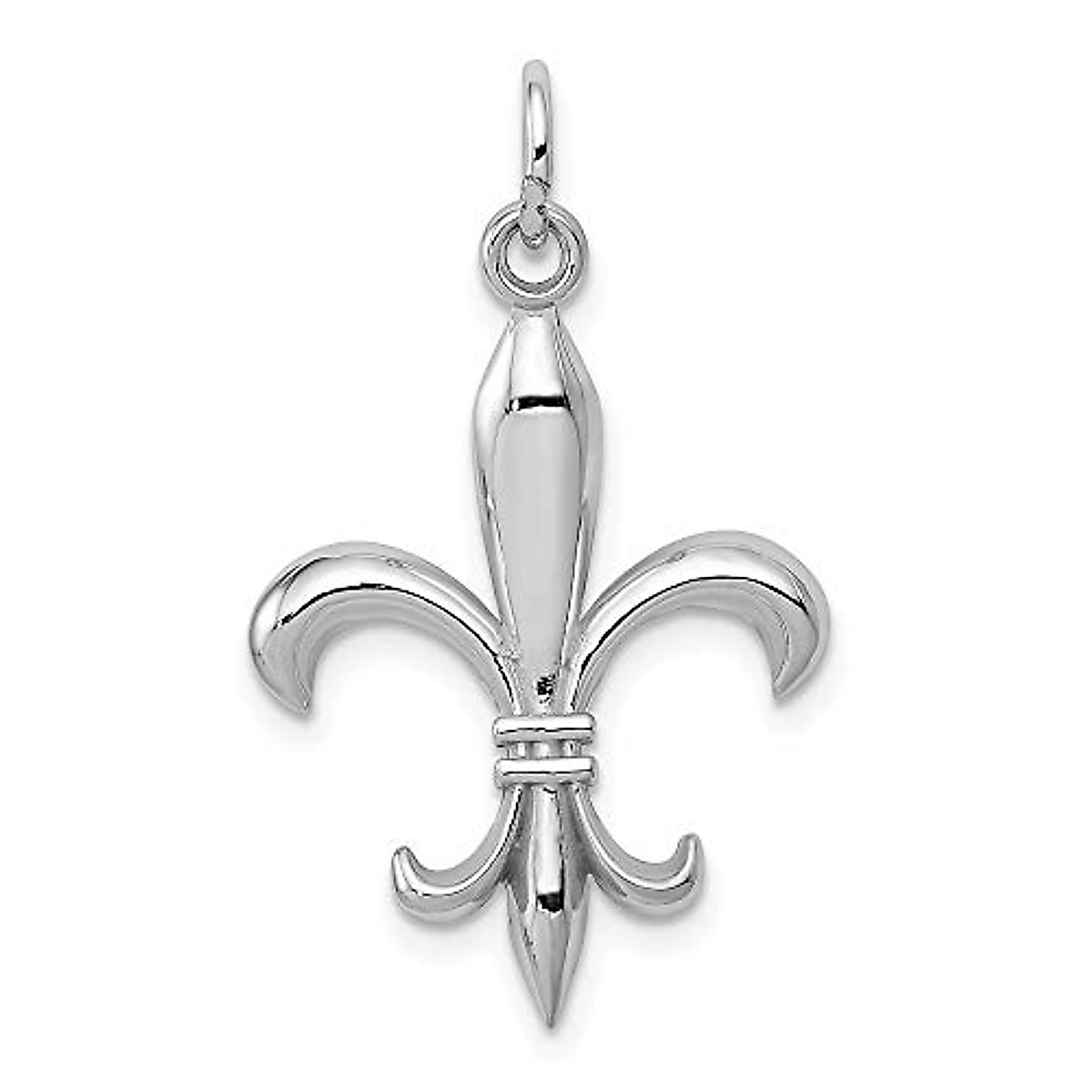 IceCarats 14K White Gold French Fleur De Lis Lily Flower Necklace Religious Pendant Saint Charm 30mm x 15mm Only