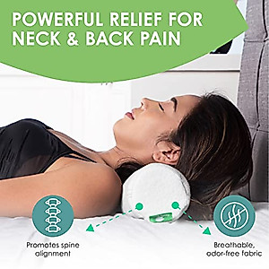 Cushy Form Neck Roll Pillow - Viscose of Bamboo Tube Pillow w/Washable Cover - Memory Foam Cylinder Pillows for Spine Discomfort, Yoga, Bed - Bolster & ﻿Travel Pillow
