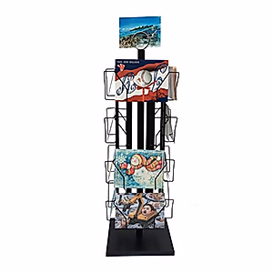 FixtureDisplays® Adjustable Greeting Card Rack 4x6"-7x5" Horizontal Vertical Post Card Display .Pocket Size: 4.5-9.9" Wide X 5.8" Tall, 16 Pockets 11602-BLK-NEW-NF