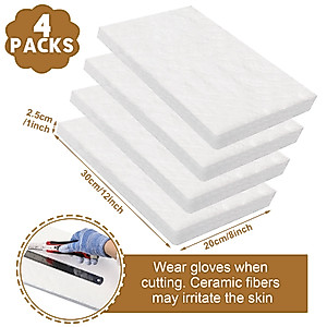 4 Pcs Ceramic Wool Wick Sponge for Extend Fire Life, Ceramic Wool Wick Sponge for Tabletop Fire Pit Bowl, Ceramic Fiber Insulation for Ethanol Tabletop Fires, 12 x 8 x 1 Inches