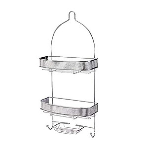 Dream Bath Extra Deep 3 Shelf Bathroom Shower Caddy Chrome with Diamond Cloth Decoration