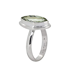 YoTreasure Green Amethyst Solid 925 Sterling Silver Gemstone Ring Jewelry