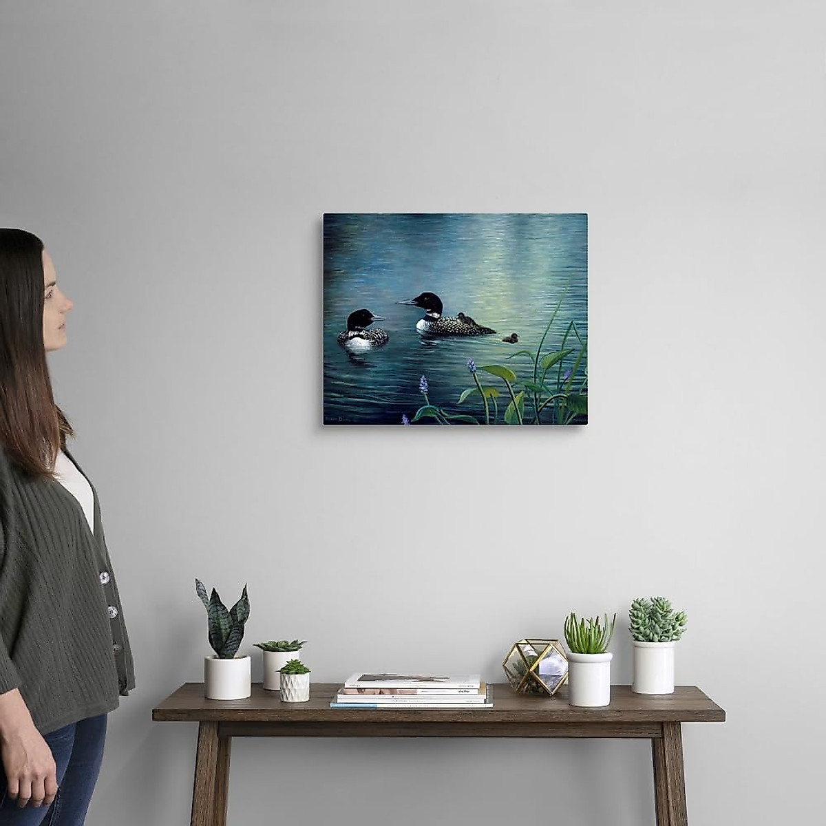 CANVAS ON DEMAND Virginia Loons Canvas Wall Art Print by Kevin Dodds, Contemporary, Home Decor, Bird, Wildlife Artwork, 20" x16in