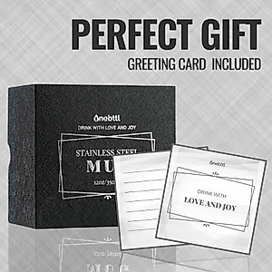 Onebttl Music Lover Gifts For Men, Male, Him - Without Music Life Would B Flat - 12 oz /350 ml Insulated Mugs with Lid - Musician Gifts, Musical Lovers Gift - (Black)