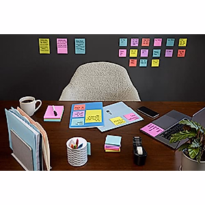 Post-it Super Sticky Notes, 4x4 in, 6 Pads, 2x the Sticking Power, Supernova Neons, Bright Colors, Recyclable (675-6SSMIA)