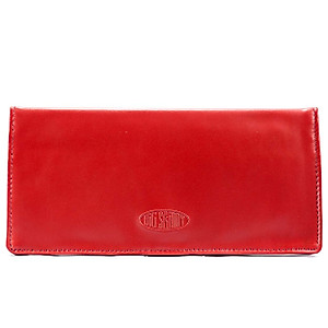 Big Skinny Women's Executive Leather Bi-Fold Checkbook Slim Wallet, Holds Up to 40 Cards, Red