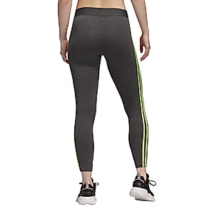 adidas Female Essentials 3-Stripes Tights, Dark Grey/Signal Green,XS