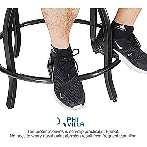 PHI VILLA Patio Bar Set, 5 pcs Outdoor Metal Bar Set with 4 Swivel Cushioned Stools & 31" Square Patio Bar Table with Umbrella Hole, Outdoor Furniture Set for Patios Backyard, Porches or Garden