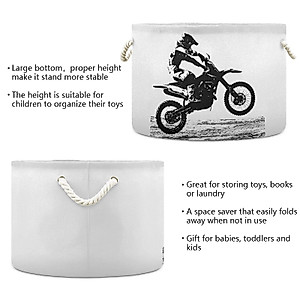 Oyihfvs Rider Participates Motocross Bin Collapsible Waterproof Laundry Hamper Large Baby Nursery Bucket Organizer Handles Bedroom Closet Toys Gifts UT 07085 38 Multi 38 20inchx20inchx14inch