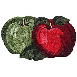 TEALP Fruit Area Rug Apple Shape Mat Cute Rugs for Kids, Mats for Bedroom/Living Room/Bathroom/Kitchen, Hand Woven Home Décor Mat, Modern Washable Non-Slip Indoor Rugs 17.7"x 31.5", Red