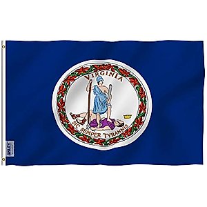 Anley Fly Breeze 3x5 Foot Virginia State Polyester Flag - Vivid Color and Fade Proof - Canvas Header and Double Stitched - Virginia VA State Flags with Brass Grommets 3 X 5 Ft